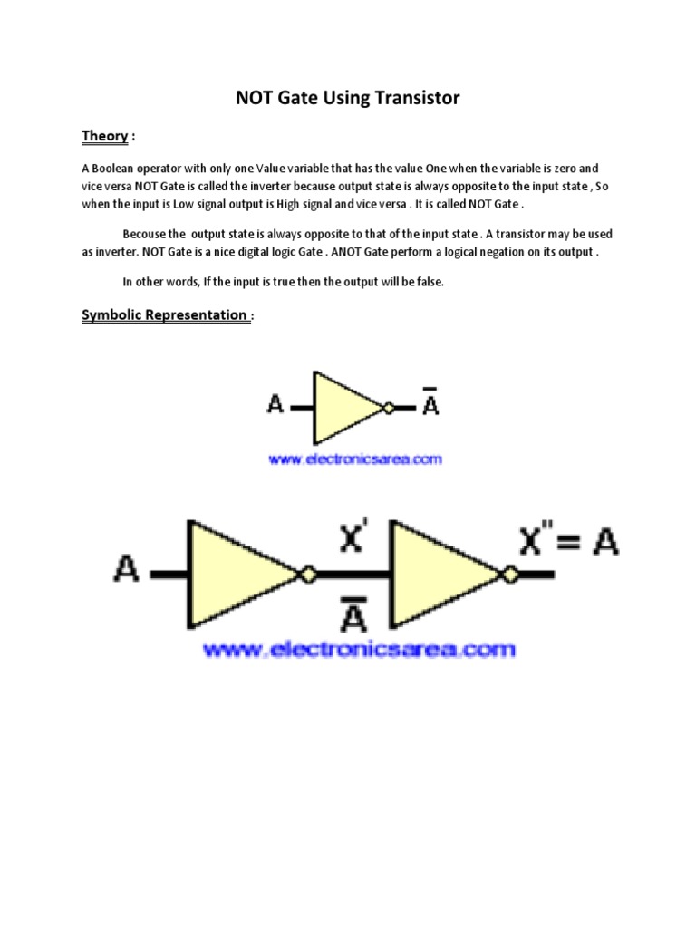 NOT Gate Circuit Using Transistors | PDF