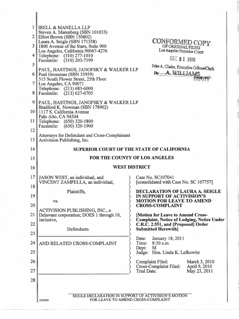 Activision First Amended Cross-Complaint (Request) | PDF | Business ...