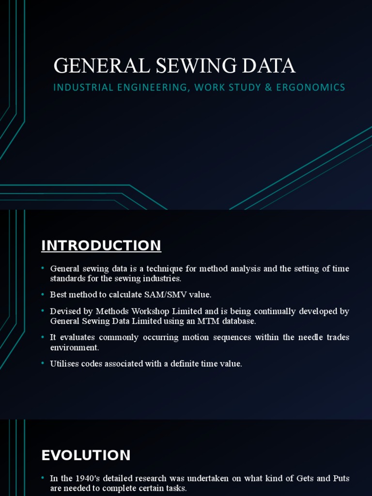 General Sewing Data: Industrial Engineering, Work Study & Ergonomics | PDF