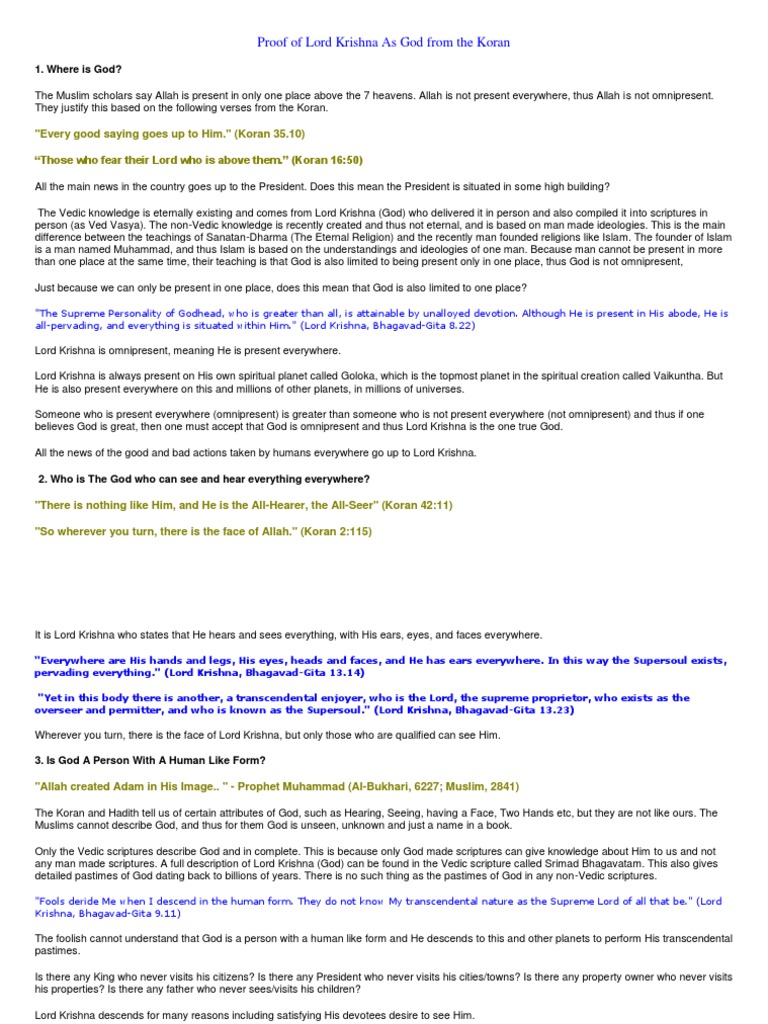 Proof of Lord Krishna From The Koran PDF | PDF | Bhagavad Gita | Krishna
