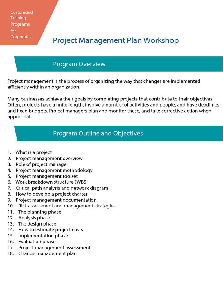 Project Management Plan Workshop: Program Overview | PDF