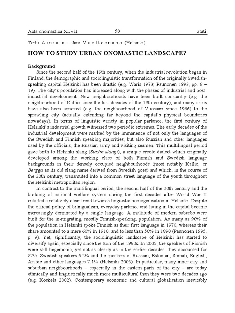 How To Study Urban Onomastic Landscape | PDF | Linguistics ...