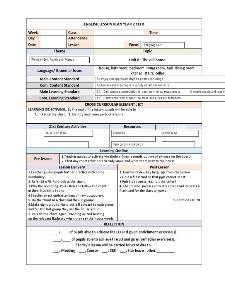 Update Y2 Lesson Plan Week 8 | PDF | Lesson Plan | Vocabulary