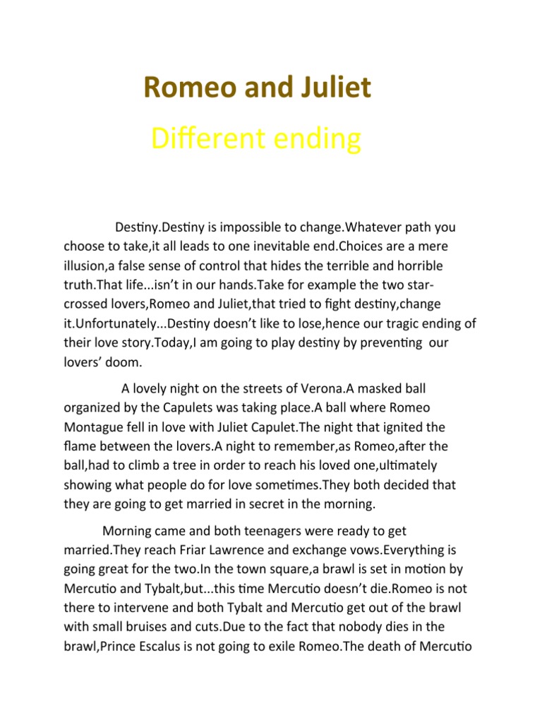 Alternate Happy Ending for Romeo and Juliet | PDF