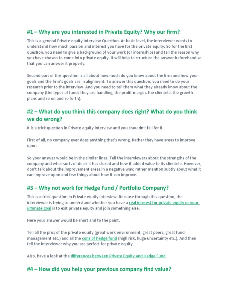 Private Eq Interview Qs | PDF | Private Equity | Cash Flow Statement