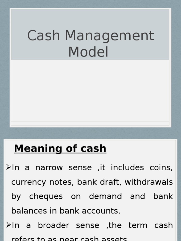 Cash Management Model | PDF | Payments | Cash