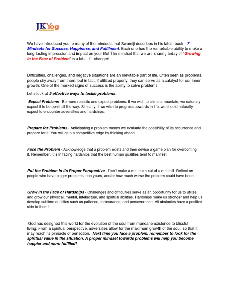 5 Steps To Face Problem | PDF | Cognition | Psychology