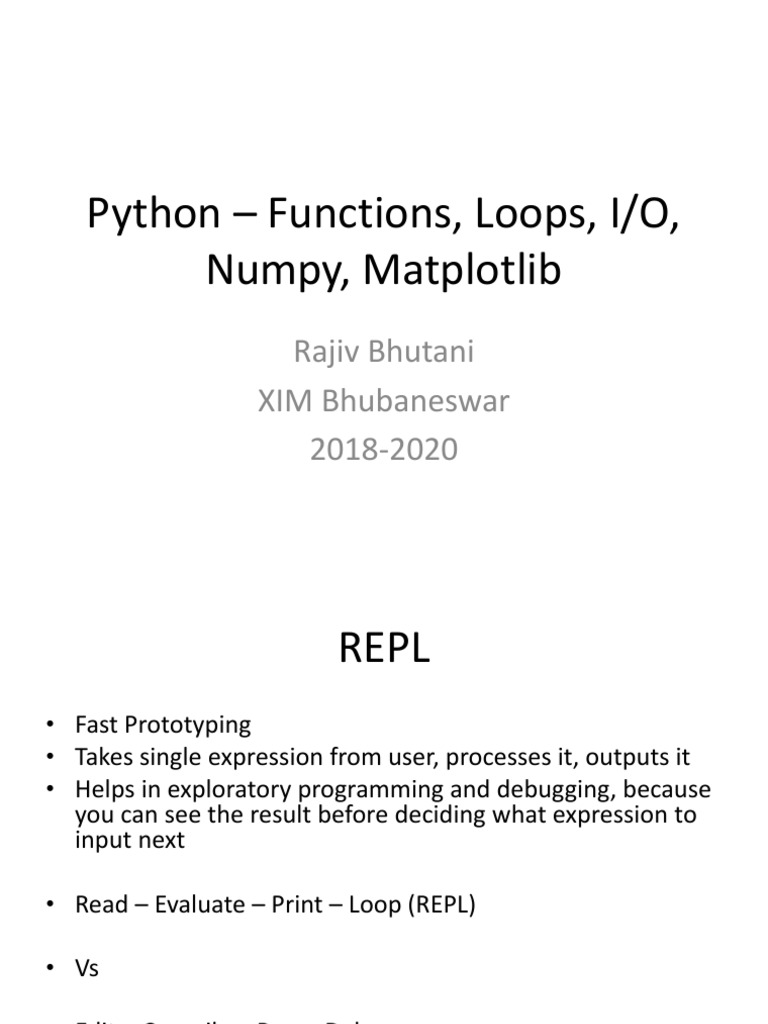 Python Functions Loops Io Numpy And Matplotlib Pdf Matrix Mathematics Areas Of