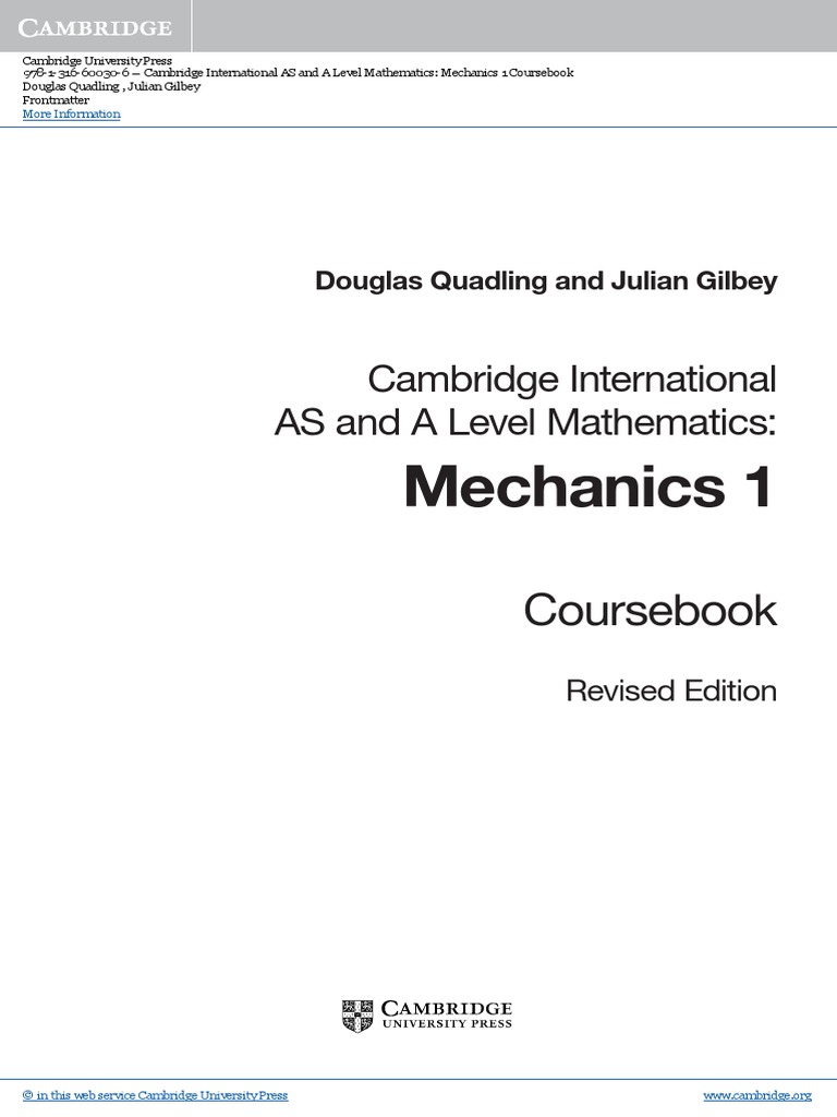 Mechanics 1: Coursebook | PDF | Force | Acceleration