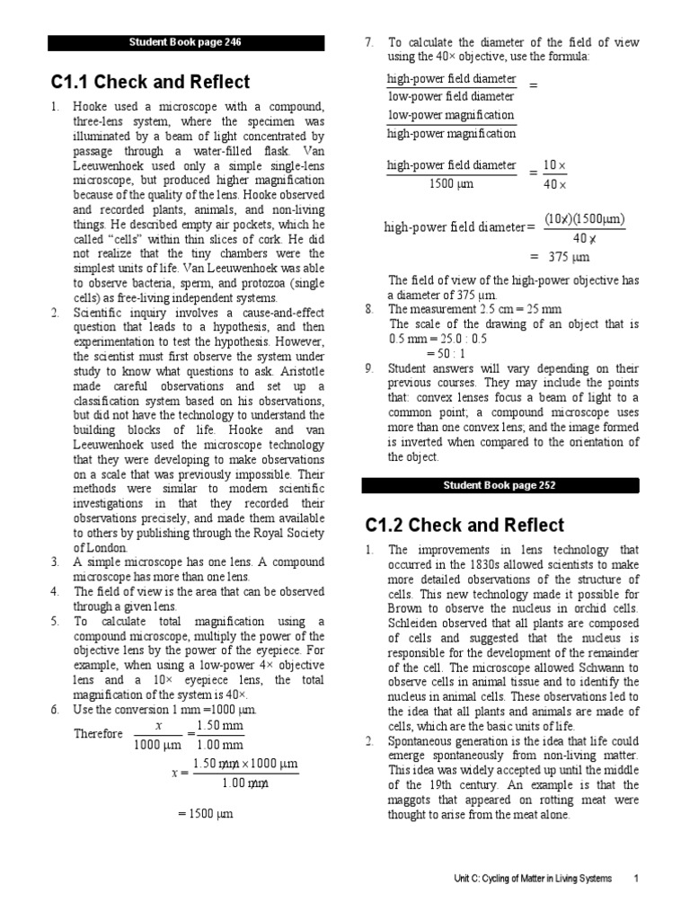 Addison Wesley Science 10 Unit C Solutions | PDF | Microscopy | Microscope