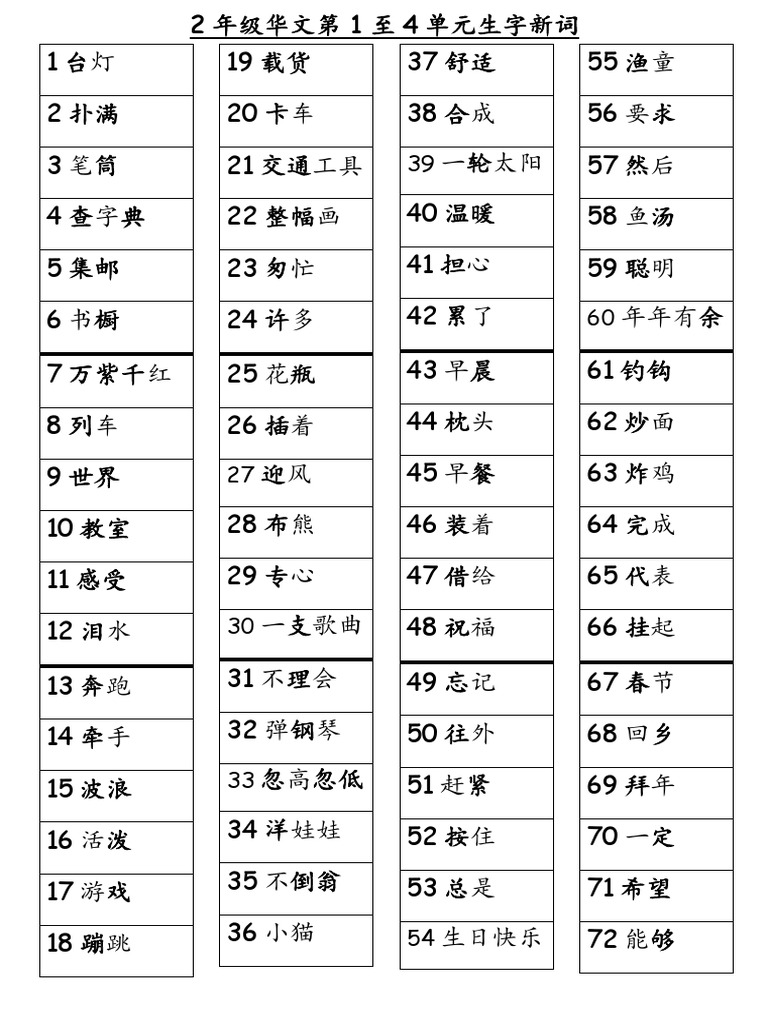 2年级 生字新词 | PDF
