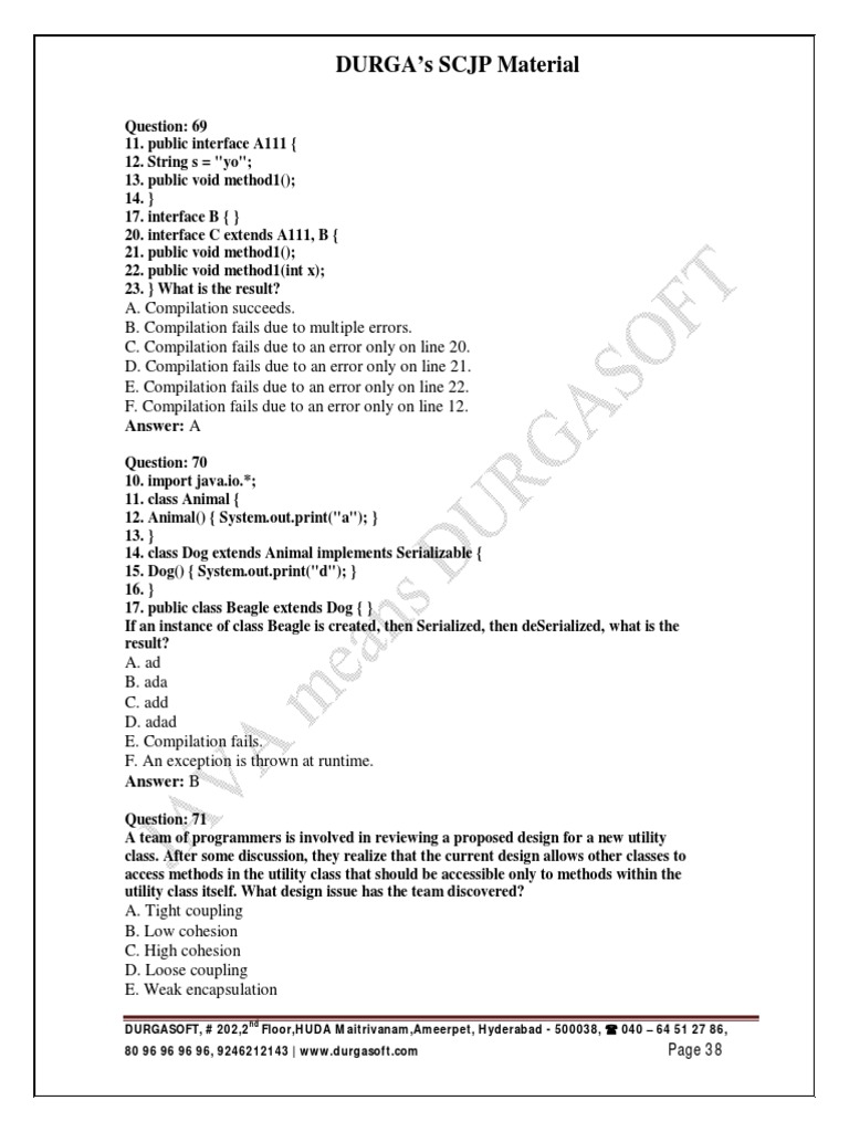 DURGA's SCJP Material: Answer: A | PDF