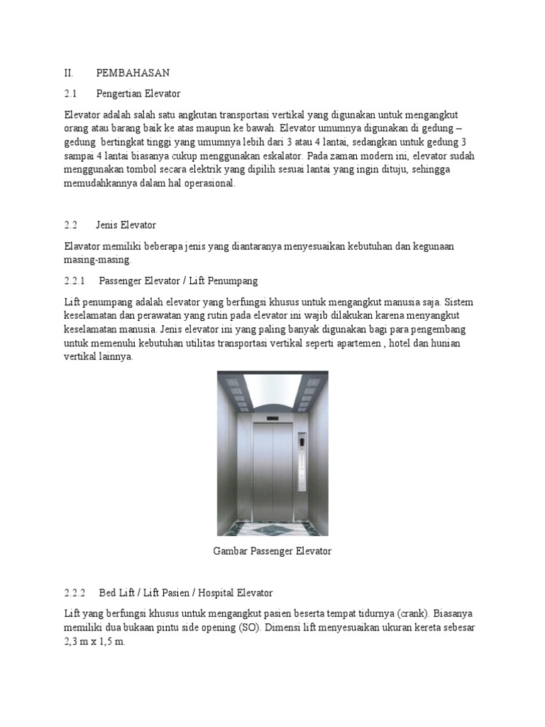 Komponen dan Jenis Elevator Modern | PDF