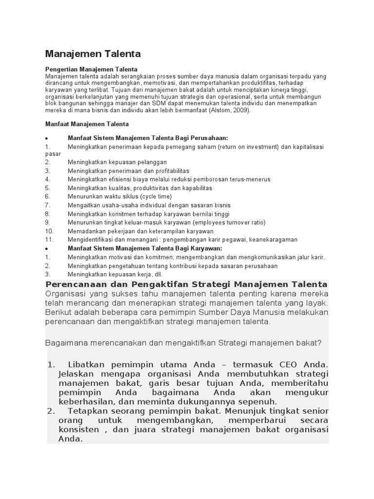 MENGEMBANGKAN TALENTA | PDF