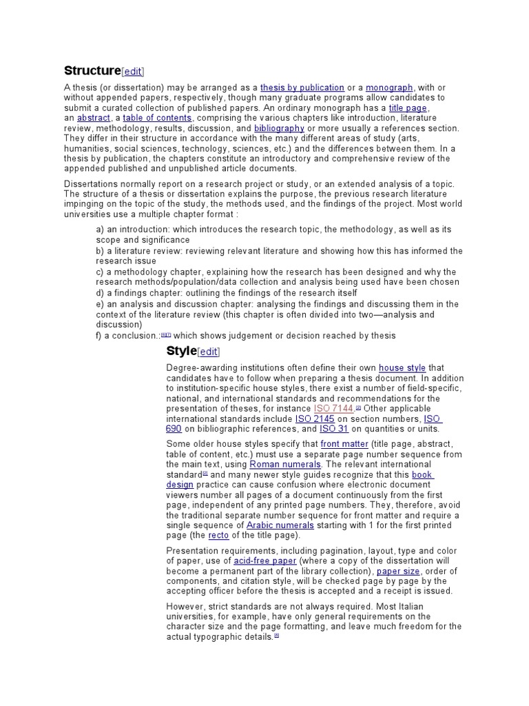 Structure: Thesis by Publication Monograph Title Page Bibliography ...