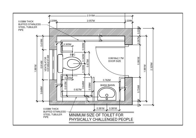 Physically Challenged Toilet Dimensions | PDF | Building Engineering ...