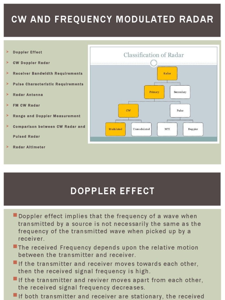 Cw And Frequency Modulated Radar Pdf Radar Doppler Effect