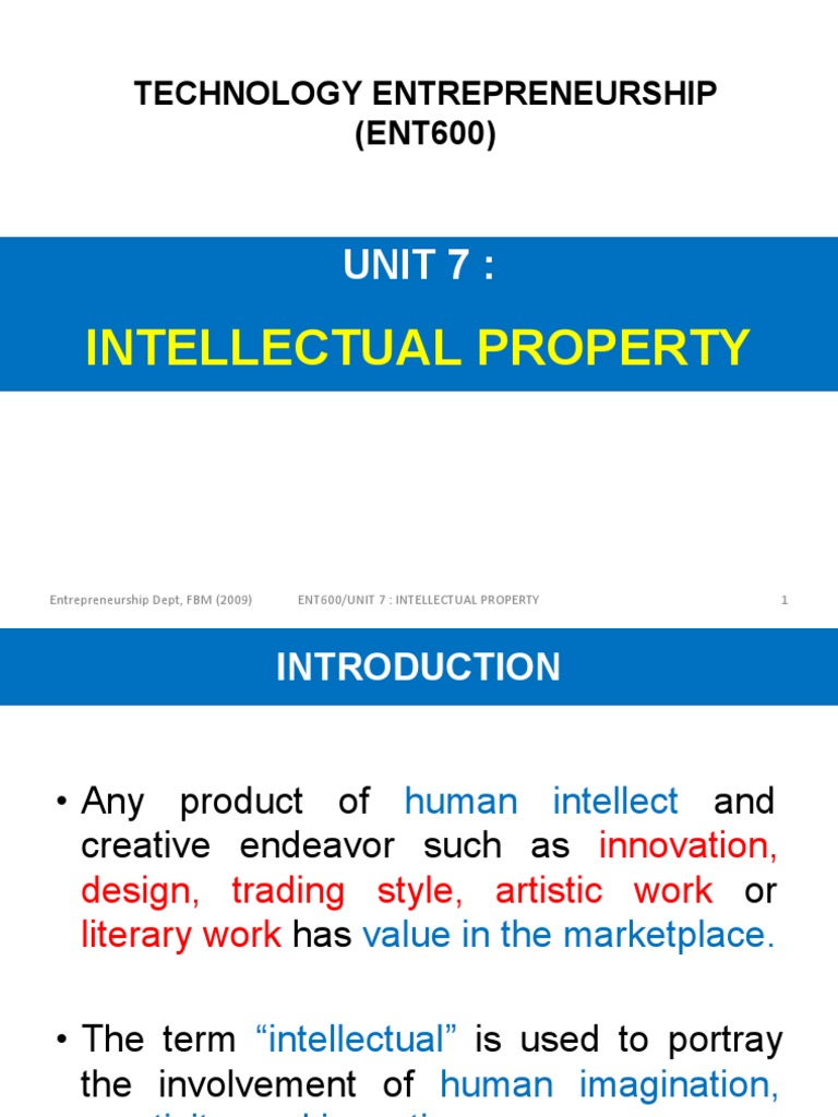 Unit 7:: Intellectual Property | PDF | Trademark | Intellectual Property