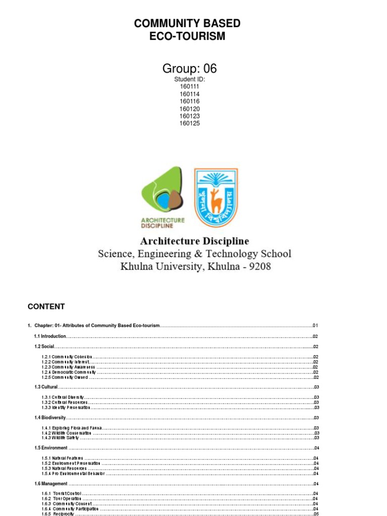 Group: 06: Community Based Eco-Tourism | PDF | Tourism | Sustainability