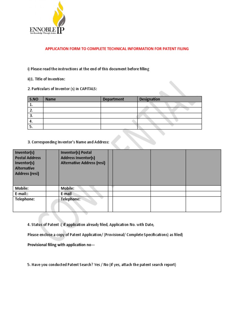 Complete Drafting Form | PDF | Prior Art | Invention