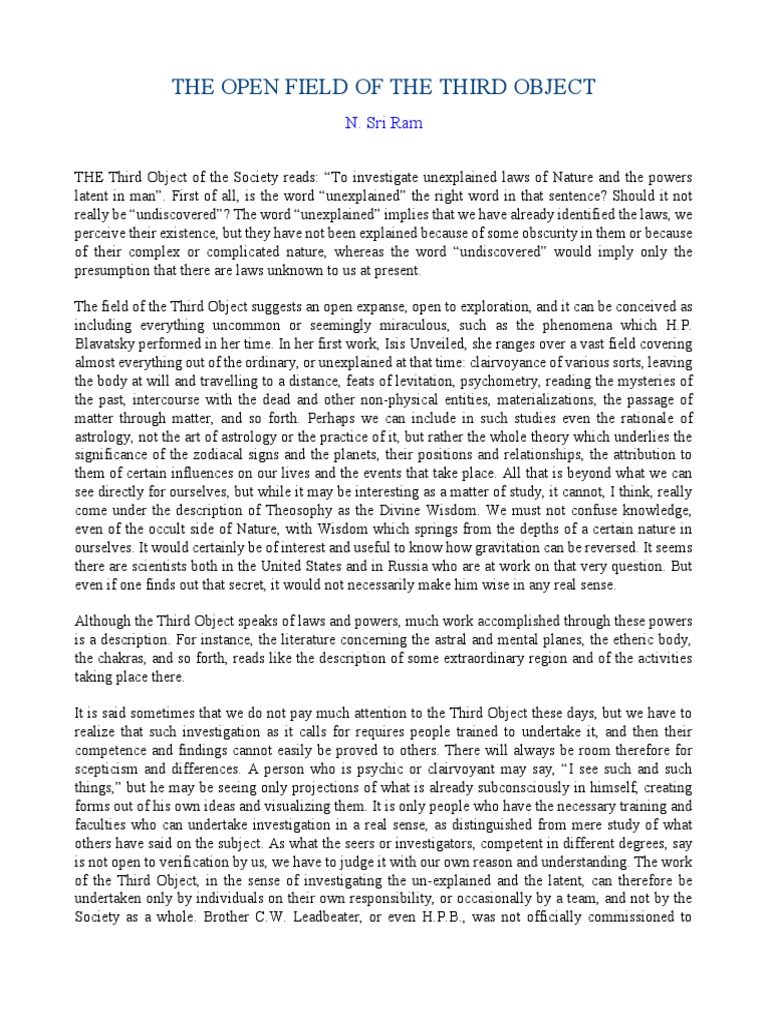 The Open Field of The Third Object | PDF | Idea | Truth