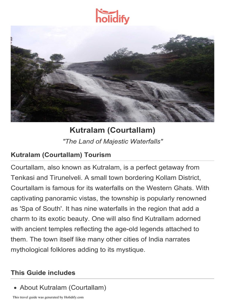 Kutralam Waterfalls Travel Guide | PDF | Tourism And Leisure