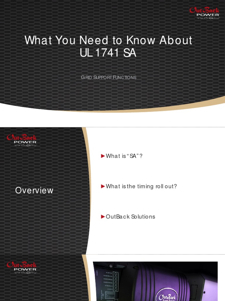 What You Need To Know About UL 1741 SA: RID Upport Unctions | PDF ...