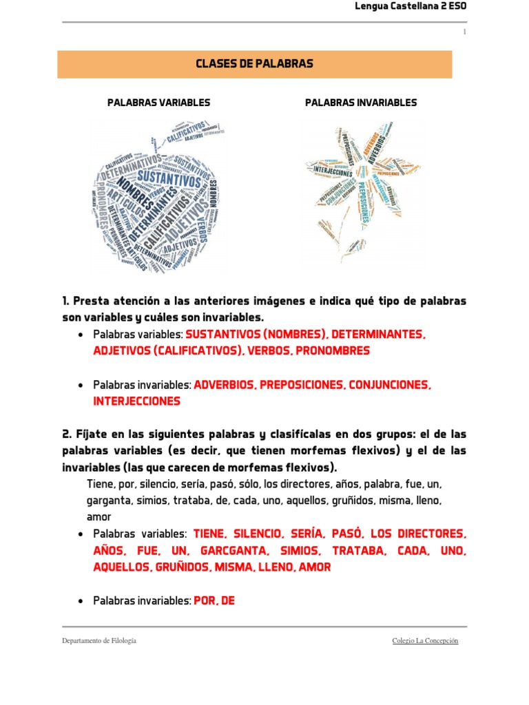 1920 04 Clases Palabras SOL | PDF | Palabra | Tipología Lingüística