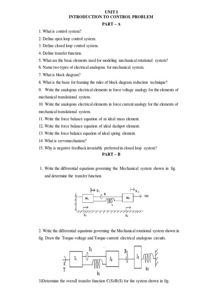 Control Systems IMP QUESTIONS | PDF | Control Theory | Stability Theory
