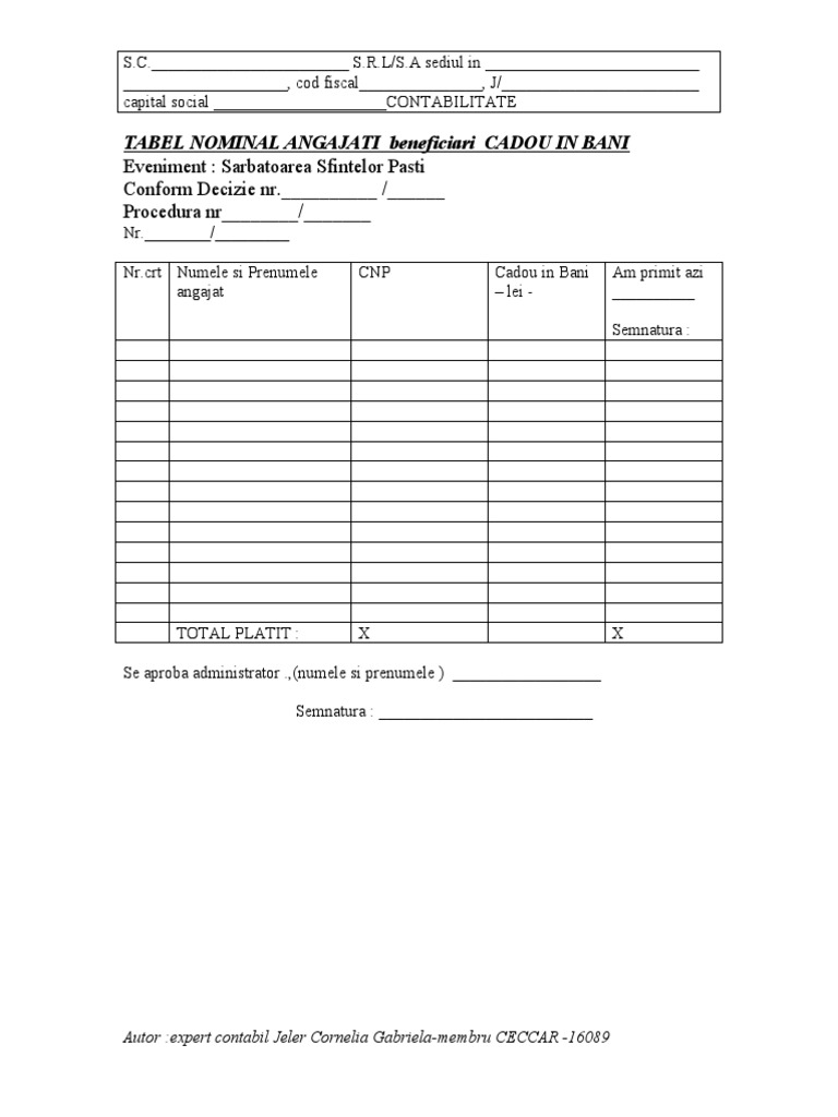 Tabel Salariati-Anexa nr.2 | PDF