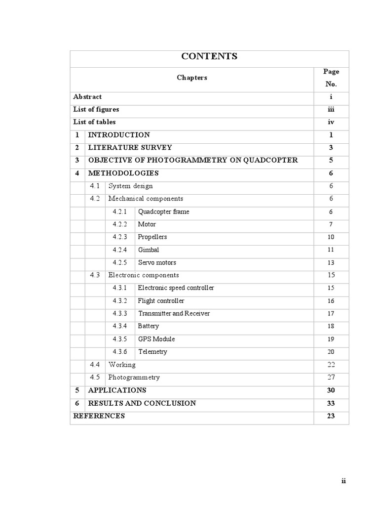 Chapters No. I List of Figures III List of Tables IV 1 2 Literature Survey 3 3 Objective of ...
