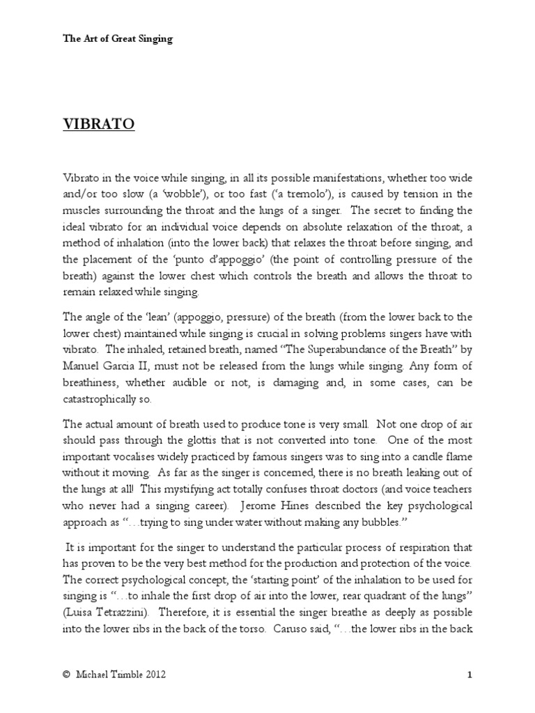 Vibrato Michael Trimble PDF | PDF | Singing | Breathing