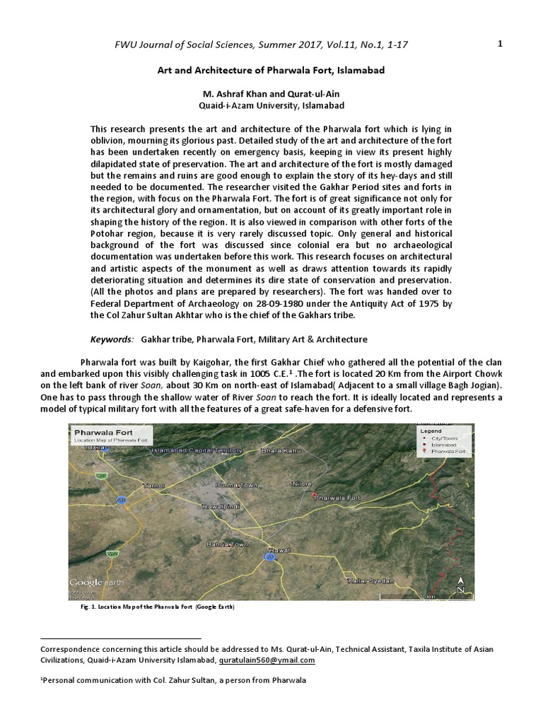 1 Art and Architecture of Pharwala Fort Islamabad | PDF | Fortification ...