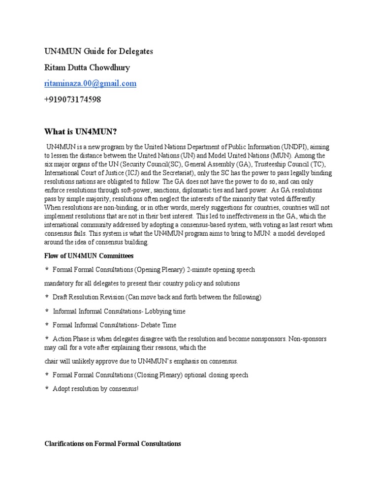 UN4MUN Guide For Delegates | PDF | United Nations | International Relations