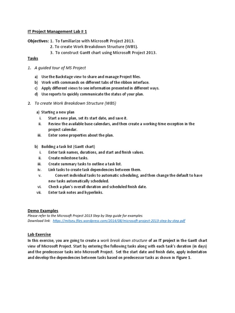 IT Project Management Lab 1 | PDF | Information Technology Management ...