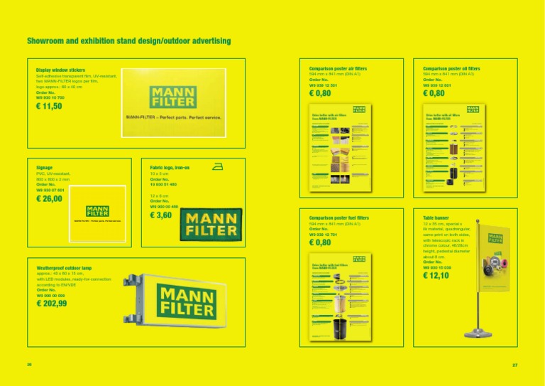 MANN - FILTER - Katalog Reklamnog Materijala - 2020 - E 14 | PDF ...