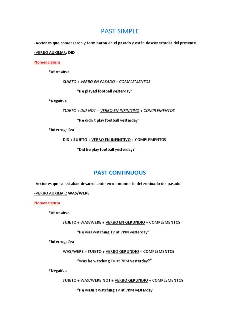 Pasado Simple y Pasado Continuo | PDF