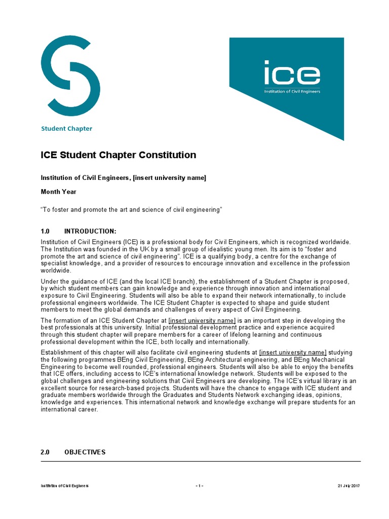 ICE Student Chapter Constitution TEMPLATE | PDF | Board Of Directors ...