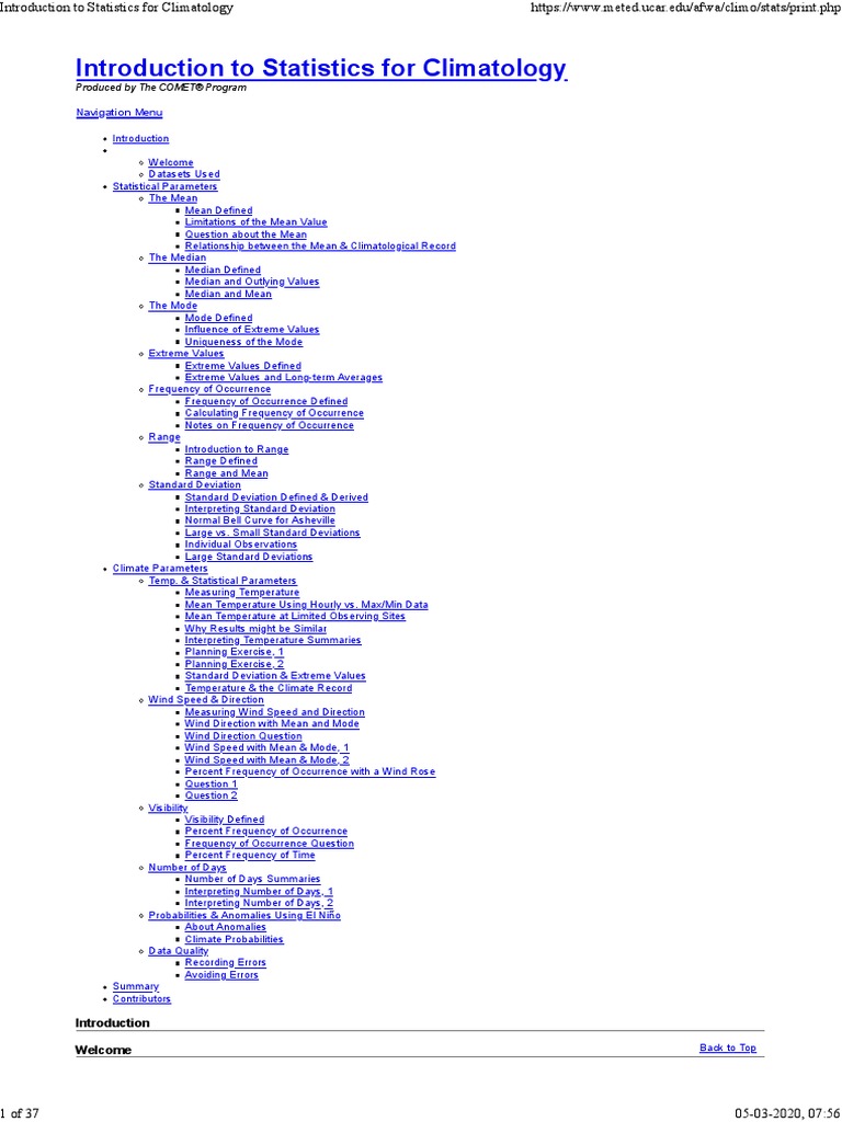 Climate Statistics PDF | PDF | Mean | Mode (Statistics)