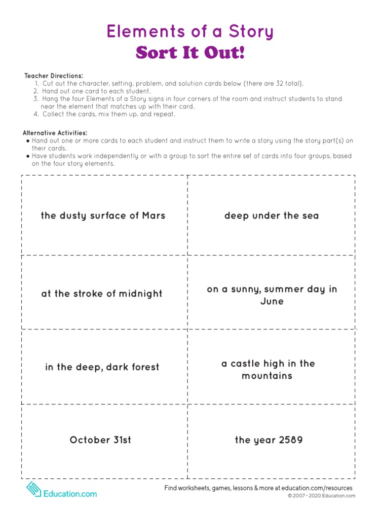 Elements of A Story Sort It Out PDF | PDF