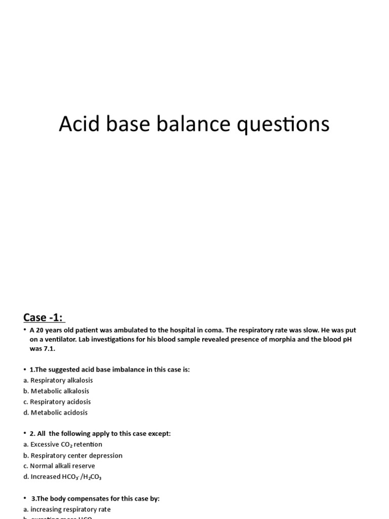 Acid Base Balance Questions | PDF