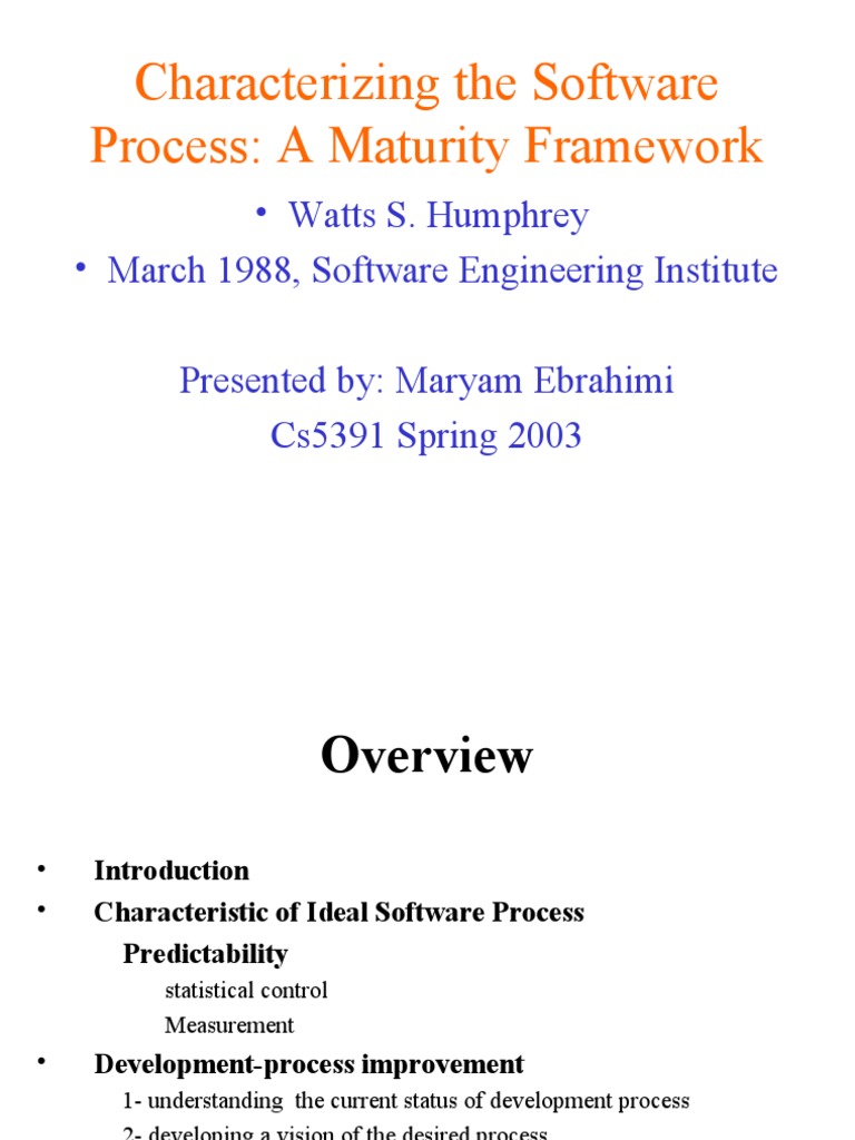 Characterizing Software Process Maturity: The Five Levels of the ...