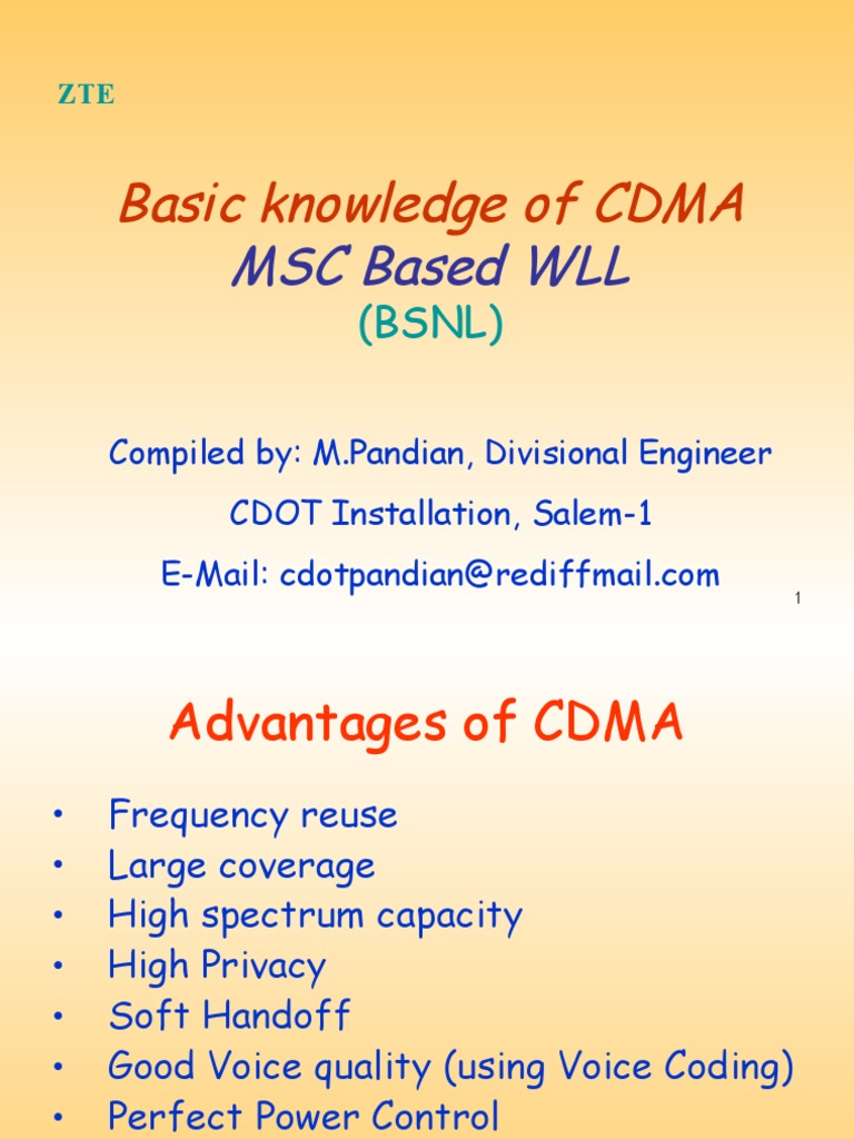 Basic Knowledge of CDMA: MSC Based WLL | PDF | Radio Technology | Networks