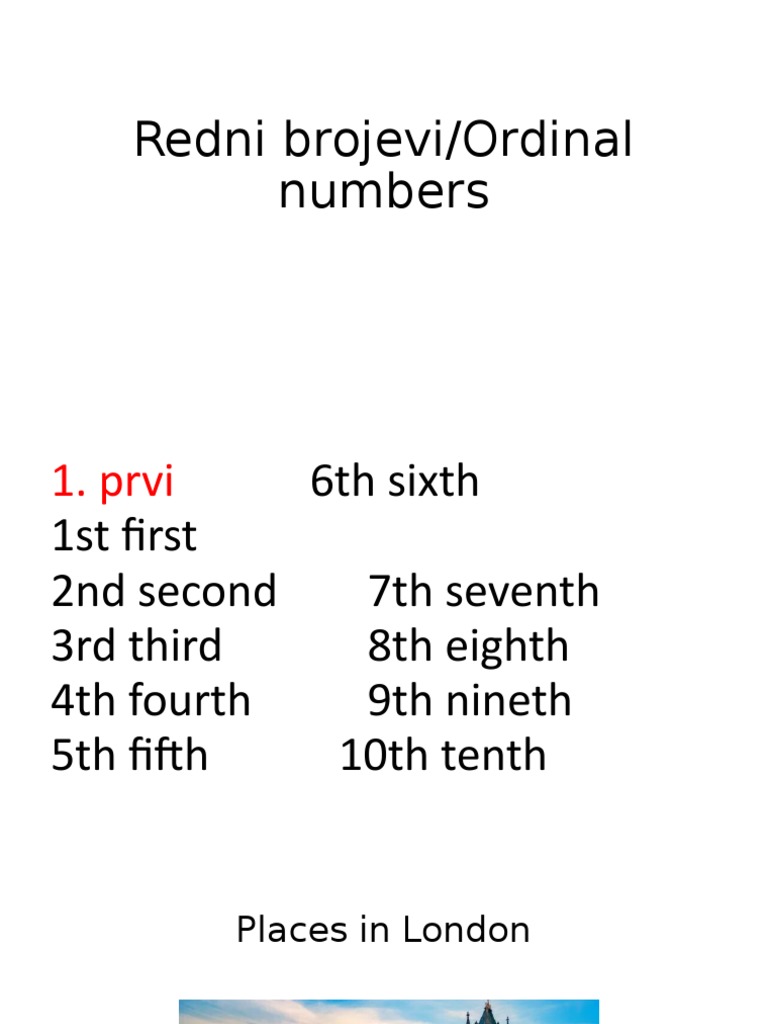Redni Brojevi/ordinal Numbers | PDF