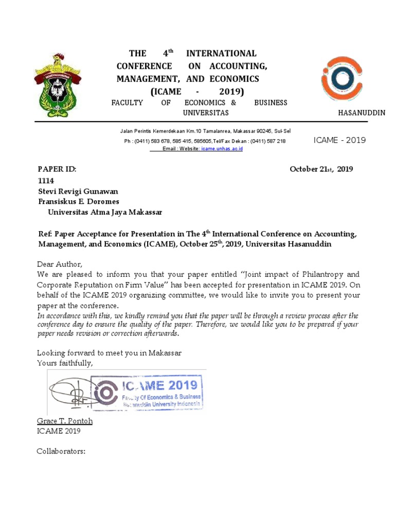 THE 4 International Conference On Accounting, Management, and Economics (Icame - 2019) | PDF