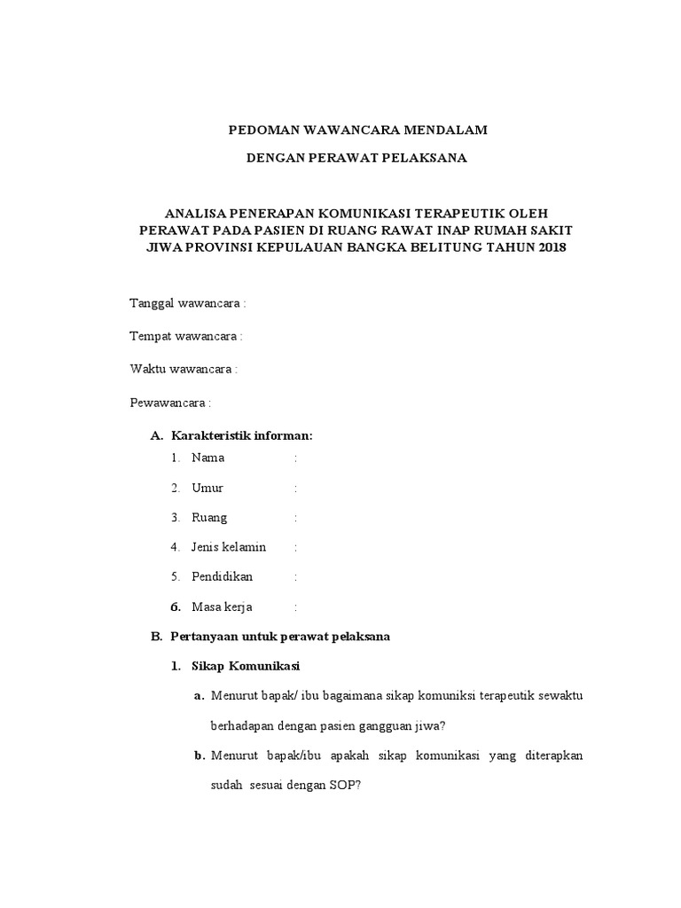 Pedoman Wawancara Revisi 1 | PDF