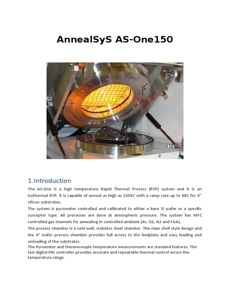 RTP AsOne 150 | PDF | Furnace | Annealing (Metallurgy)