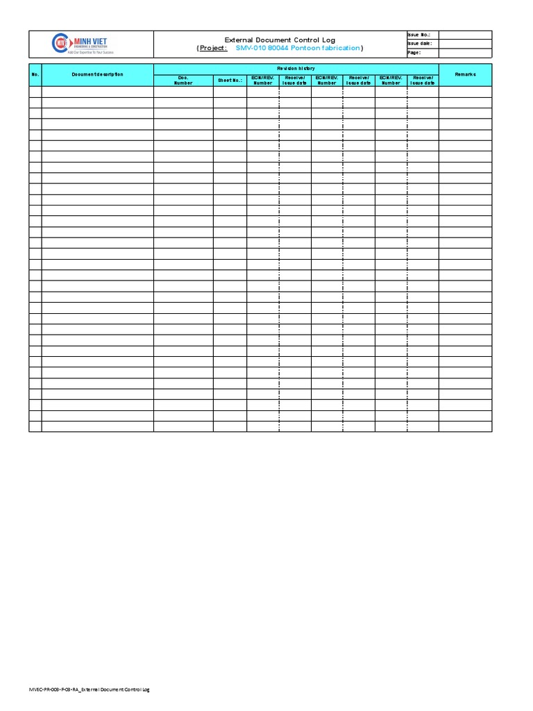 03.MVEC-PR-003-F-03-RA - External Document Control Log | PDF
