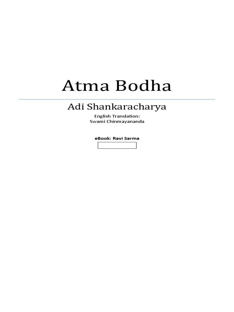 Atma Bodha - Adi Sankaracharya | PDF | Ātman (Hinduism) | Brahman