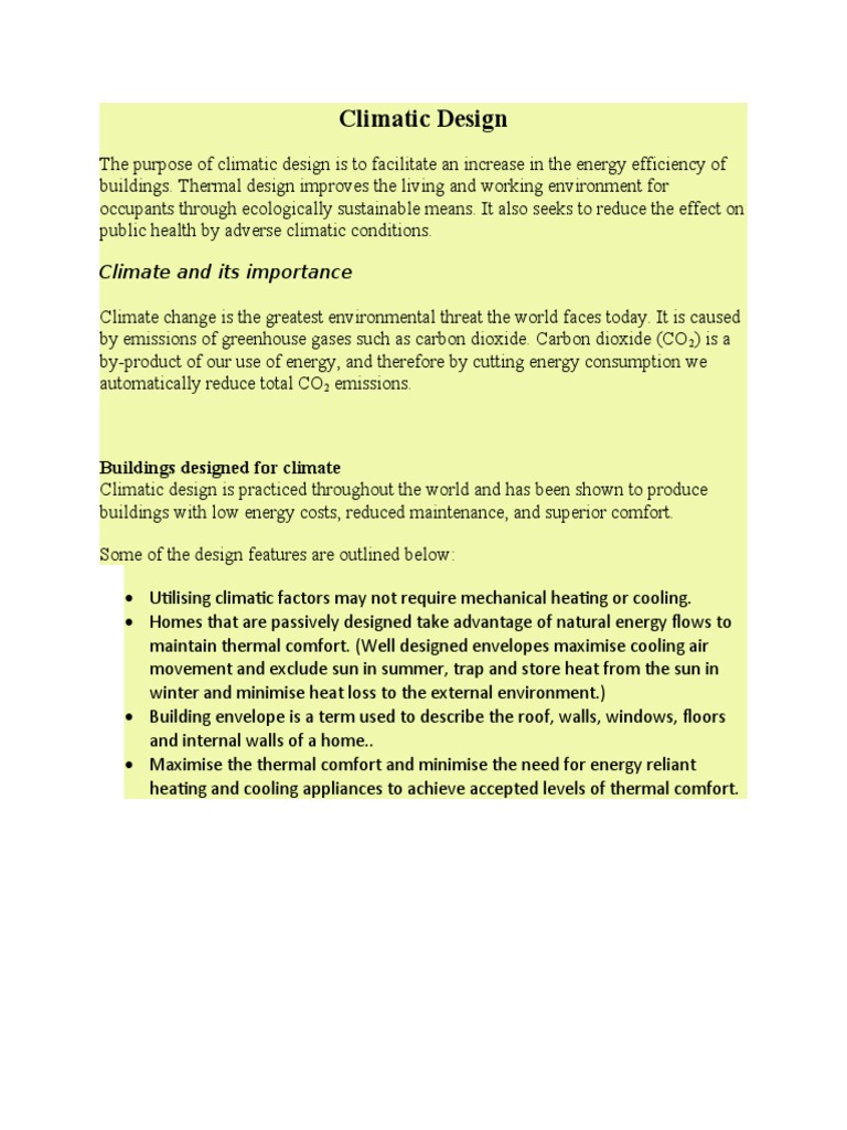 Climatic Design: Climate and Its Importance | PDF